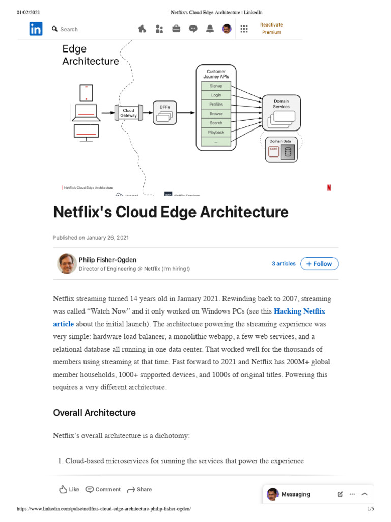 Netflix's Cloud Edge Architecture - LinkedIn | PDF | Cloud Computing ...