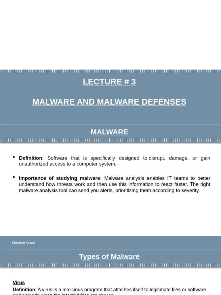 Lecture#3 - Malware and Malware Defenses | PDF | Malware | Antivirus ...