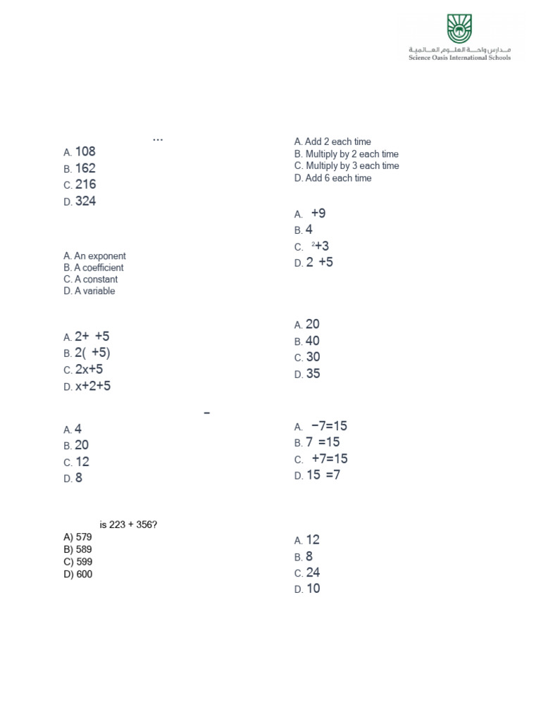 Math NAFS Practice 2 For Grade 6-New | PDF | Multiplication | Numbers