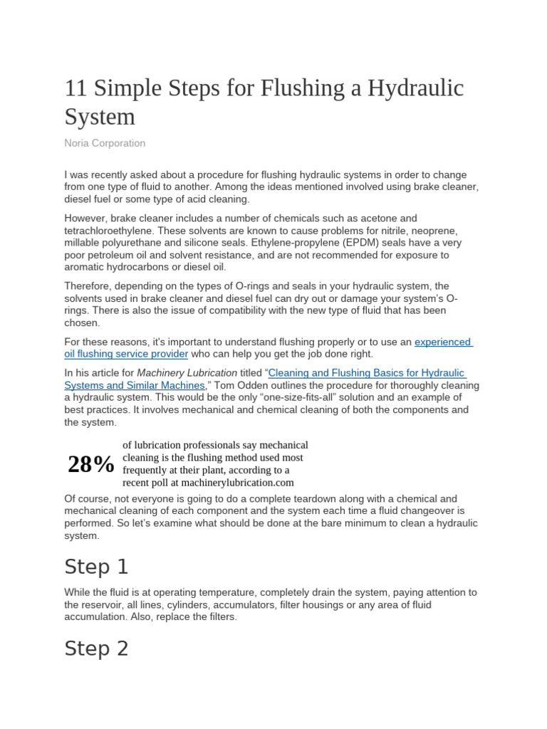 11 Simple Steps For Flushing A Hydraulic System | PDF | Pump | Filtration