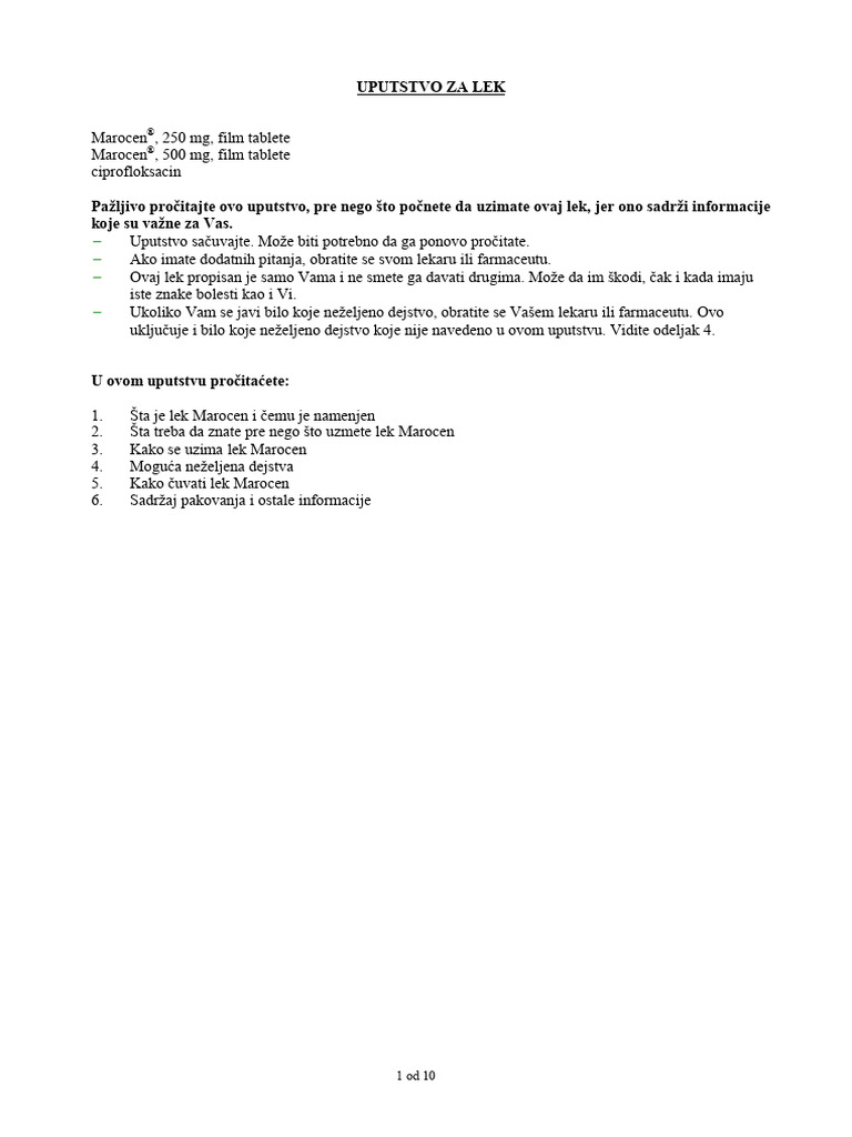 Uputstvo Za Lek | PDF