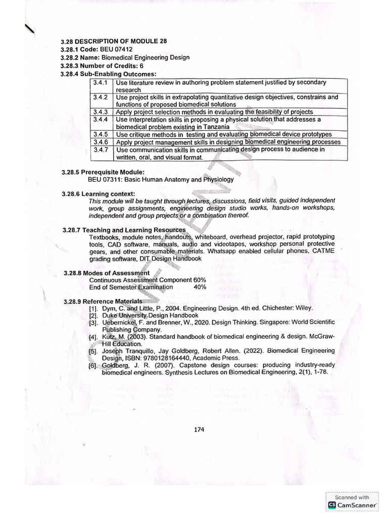 Biomedical Engineering Design Module Des | PDF