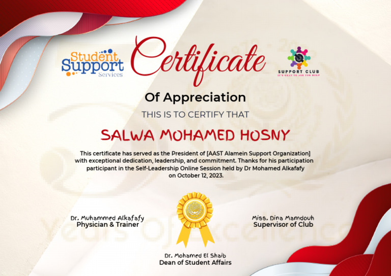 Self Leadership Session Certificate | PDF