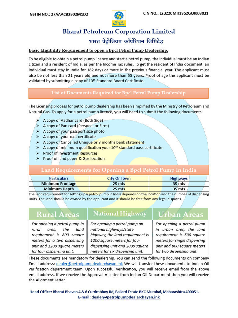 Basic Eligibility Requirement To Open A BPCL Petrol Pump Dealership ...