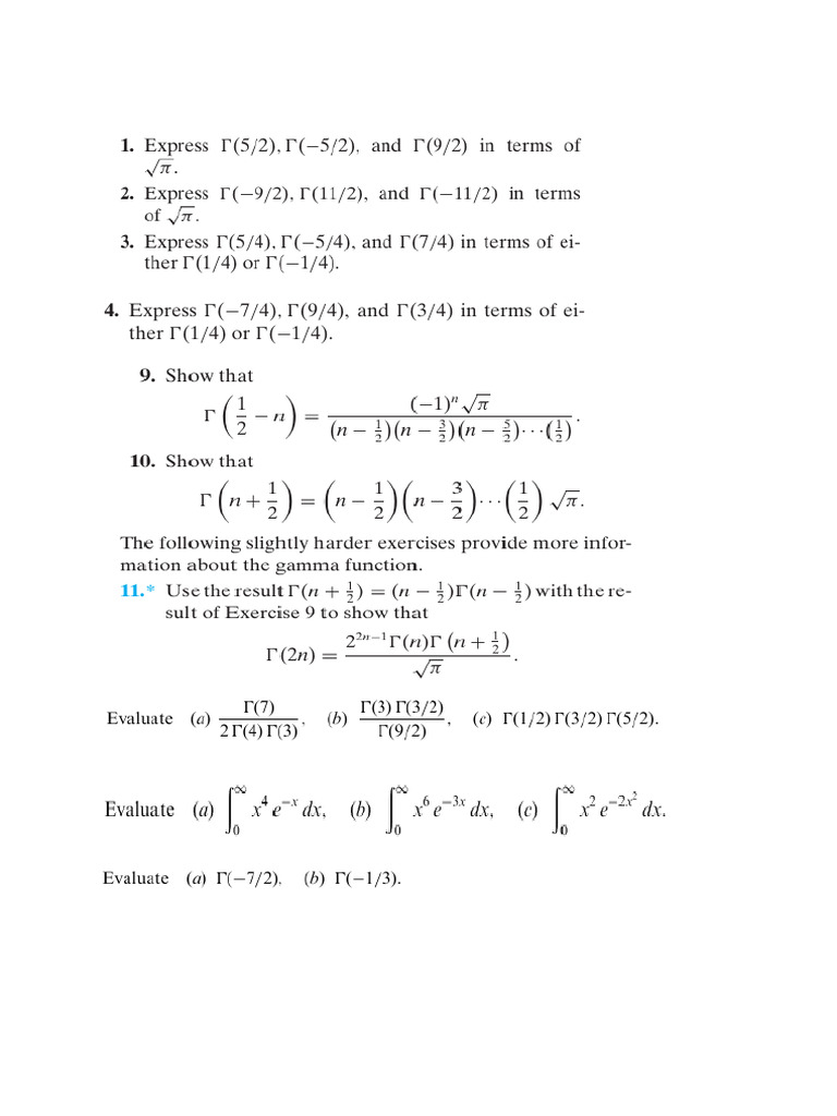 GAMMA FUNCTION_TUTORIAL | PDF
