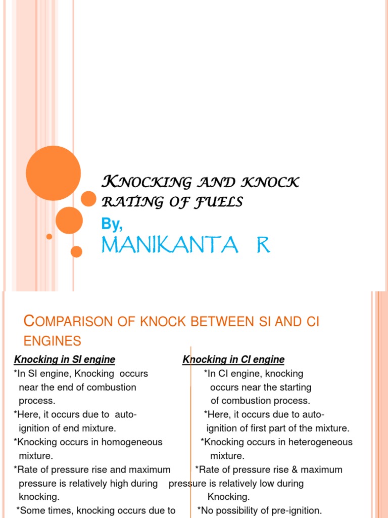 Knocking and Knock Rating of Fuels | PDF | Diesel Engine | Chemical ...