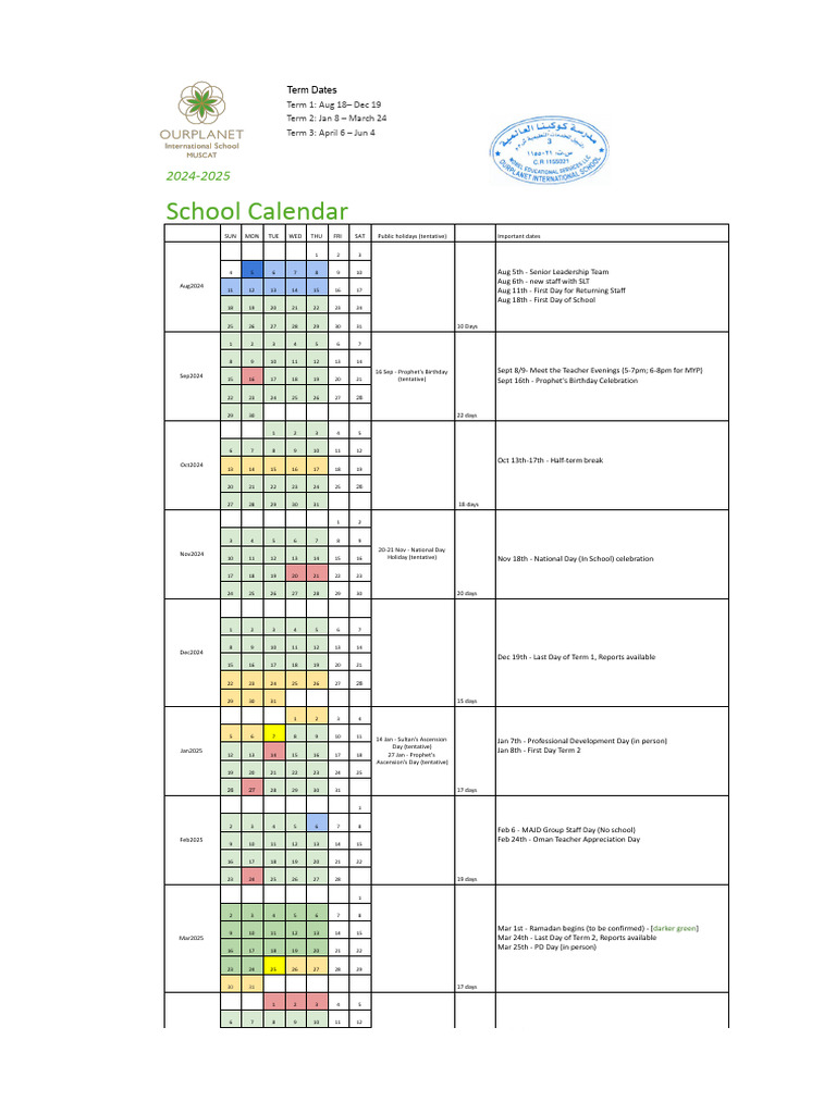 Maldives MOE Academic Calendar 2024-25 | PDF | Religious Holidays ...