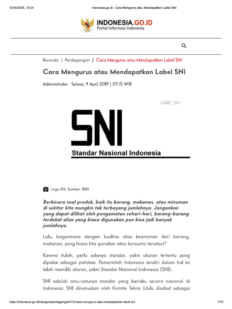 SNI Product | PDF