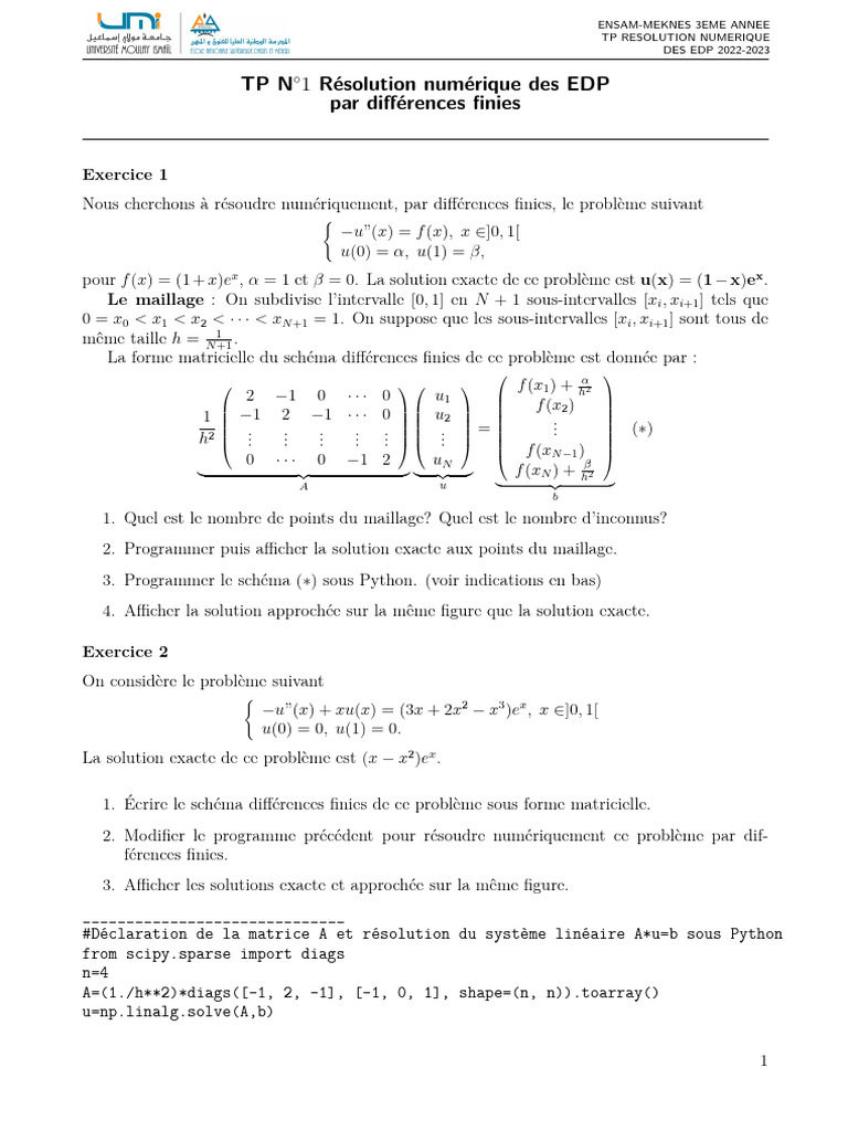 Résolution numérique des EDP par DF | PDF