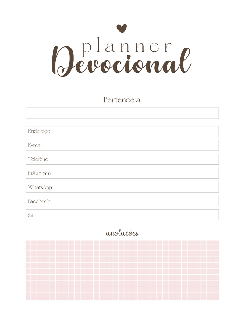 Planner Devocional Evangélico - Rosa | PDF