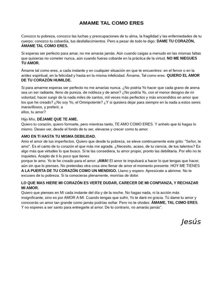 Amame Tal Como Eres | PDF | Amor