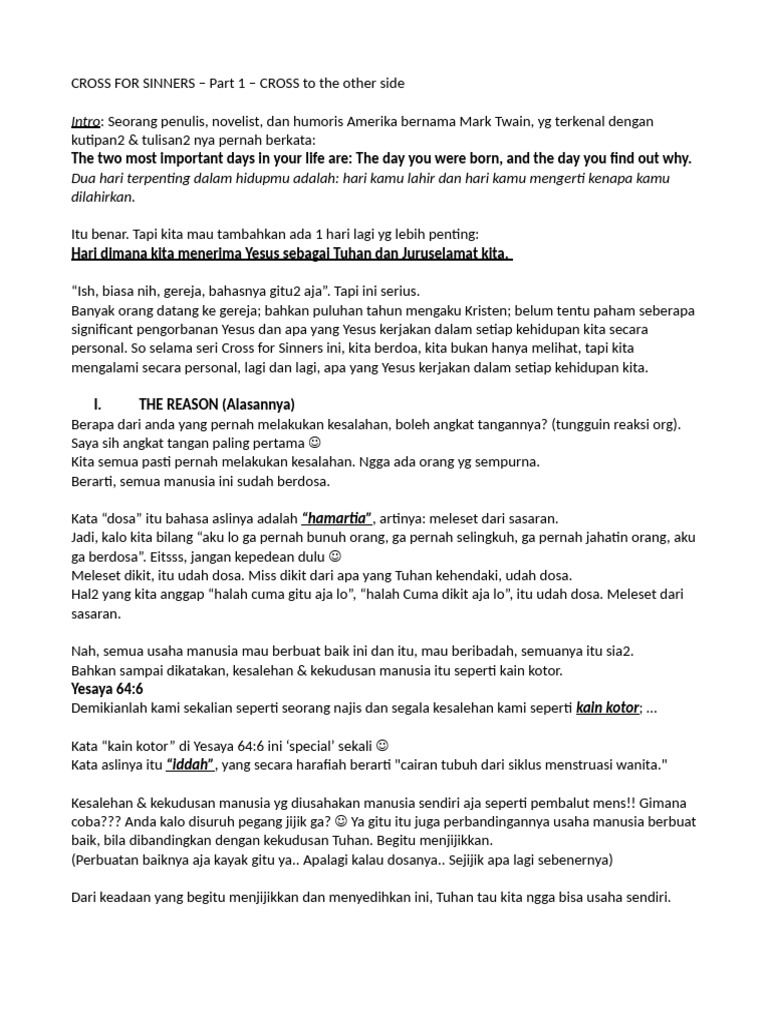 Cross for Sinners - Part 1 - CROSS to the other side | PDF
