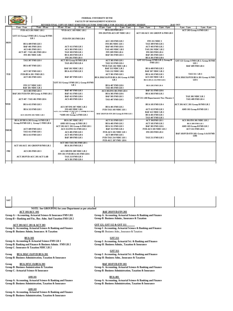 Revised Final FMS Lecture TT 1st Sem. 2024-2025-1 (1) (1) - 1 | PDF ...