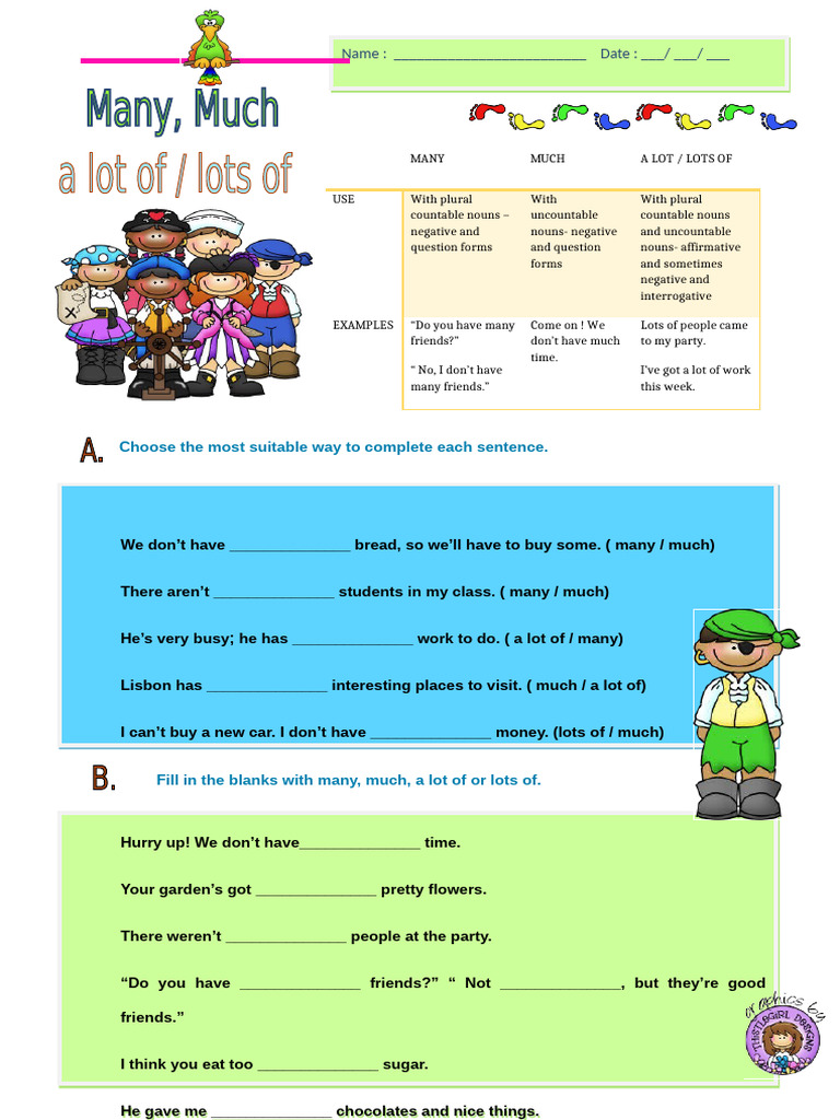 Exercises on Much, Many, A Lot | PDF