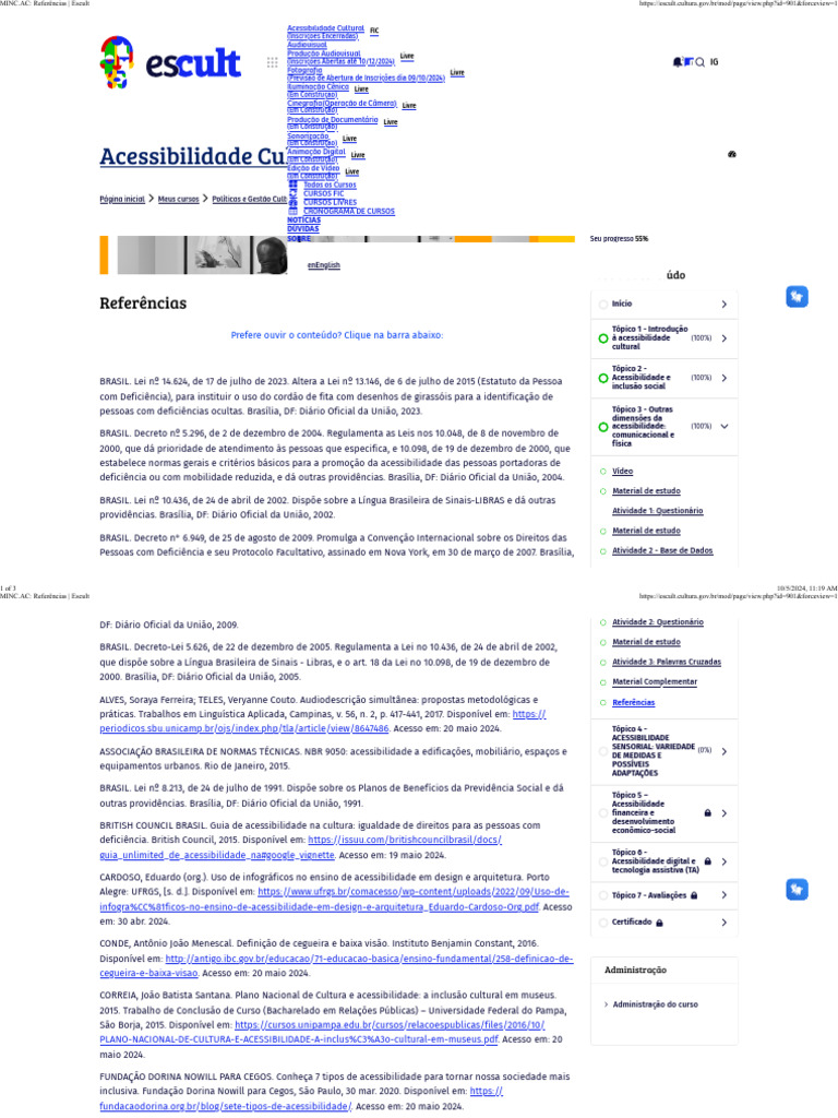MINC - AC - Referências - Escult | PDF | Acessibilidade | Deficiência