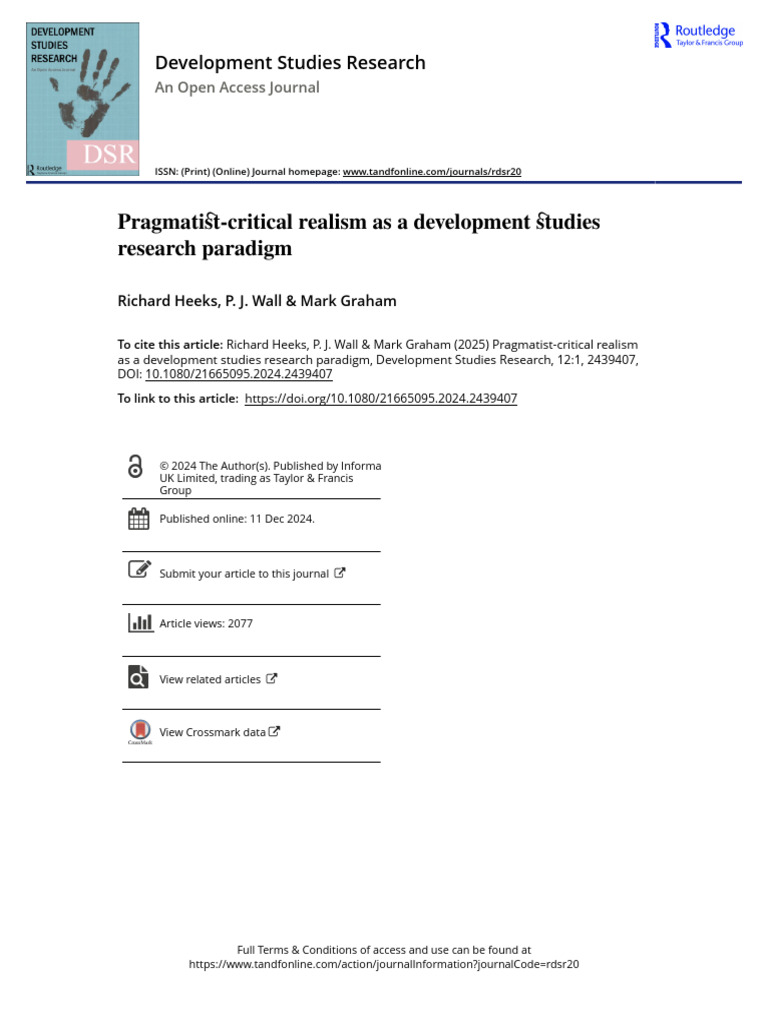 Pragmatist-Critical Realism in Development Studies | PDF | Pragmatism ...