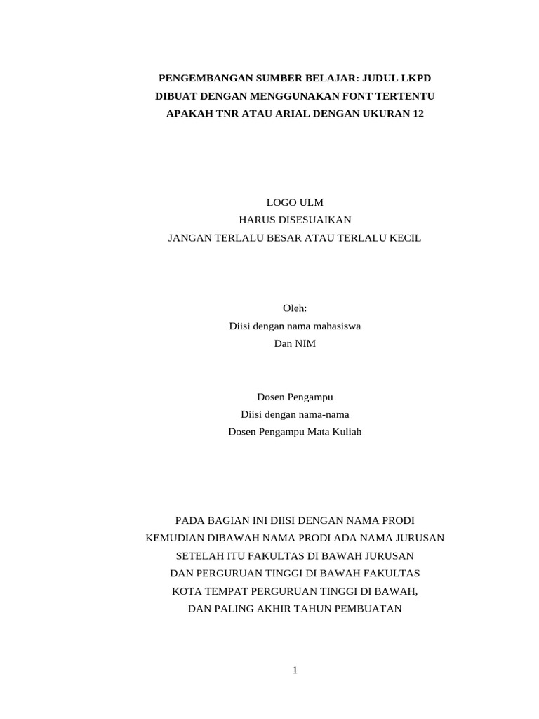 Format Penulisan Pengembangan LKPD | PDF