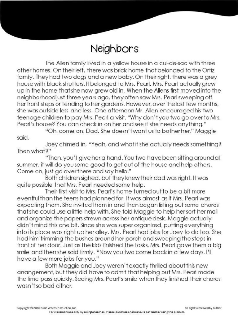 Neighbors Short Story | PDF