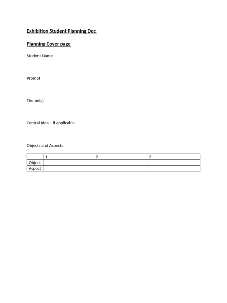 ToK Exhibition - Student Planning | PDF