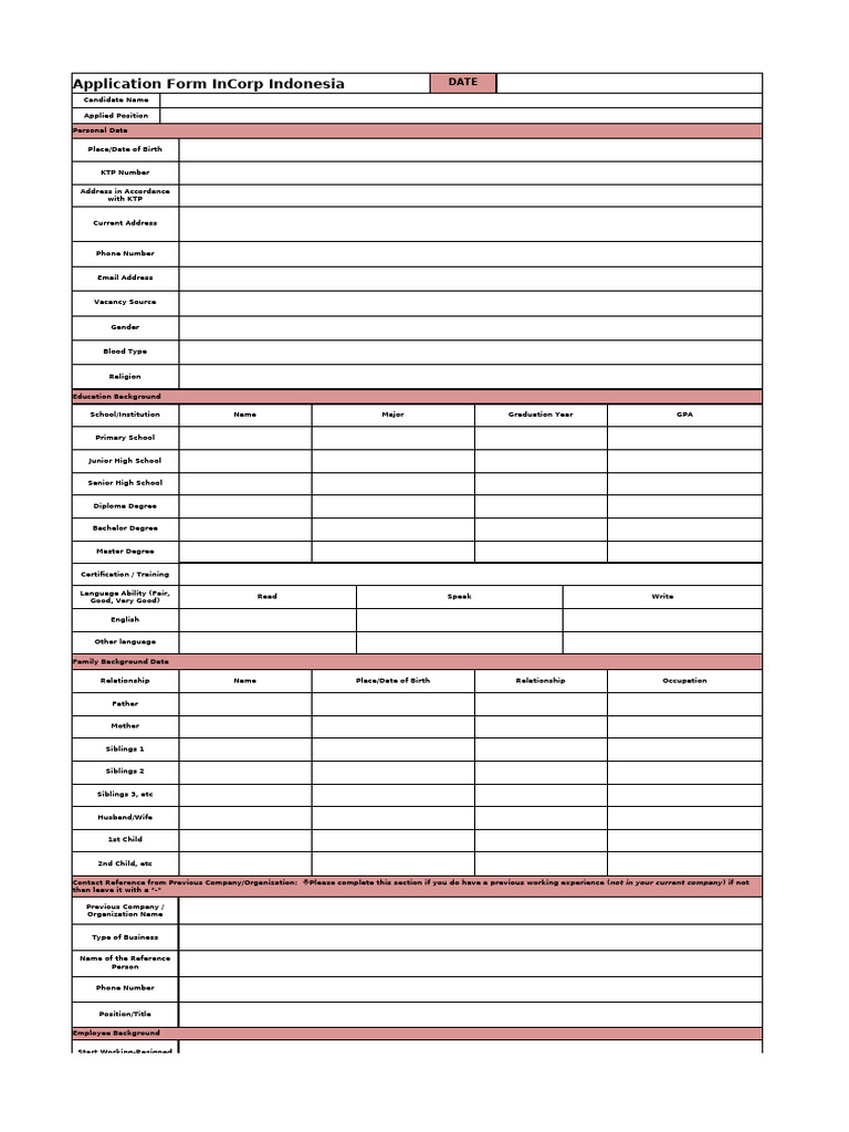Application Form InCorp Indonesia - (PUT YOUR NAME HERE) | PDF