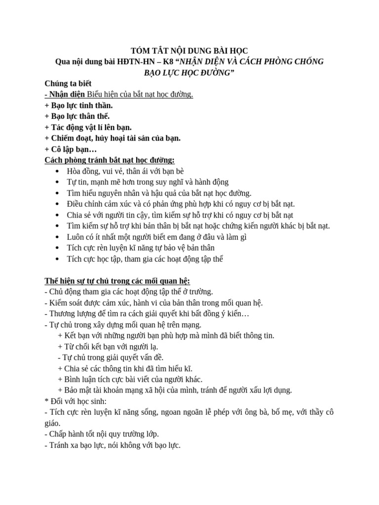 Bai Hoc Tham Gia Chuong Trinh HDTN K8 Duoi San | PDF