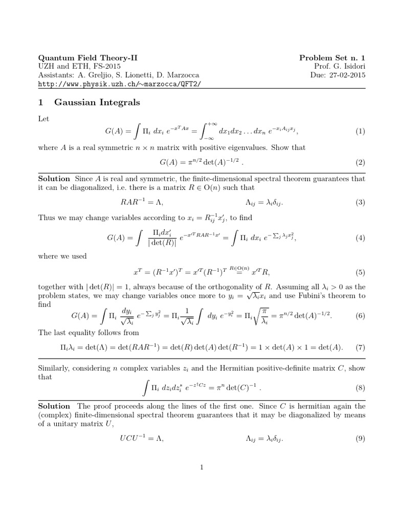 Gaussian Integral (Quick Review) | PDF | Linear Algebra | Mathematical ...