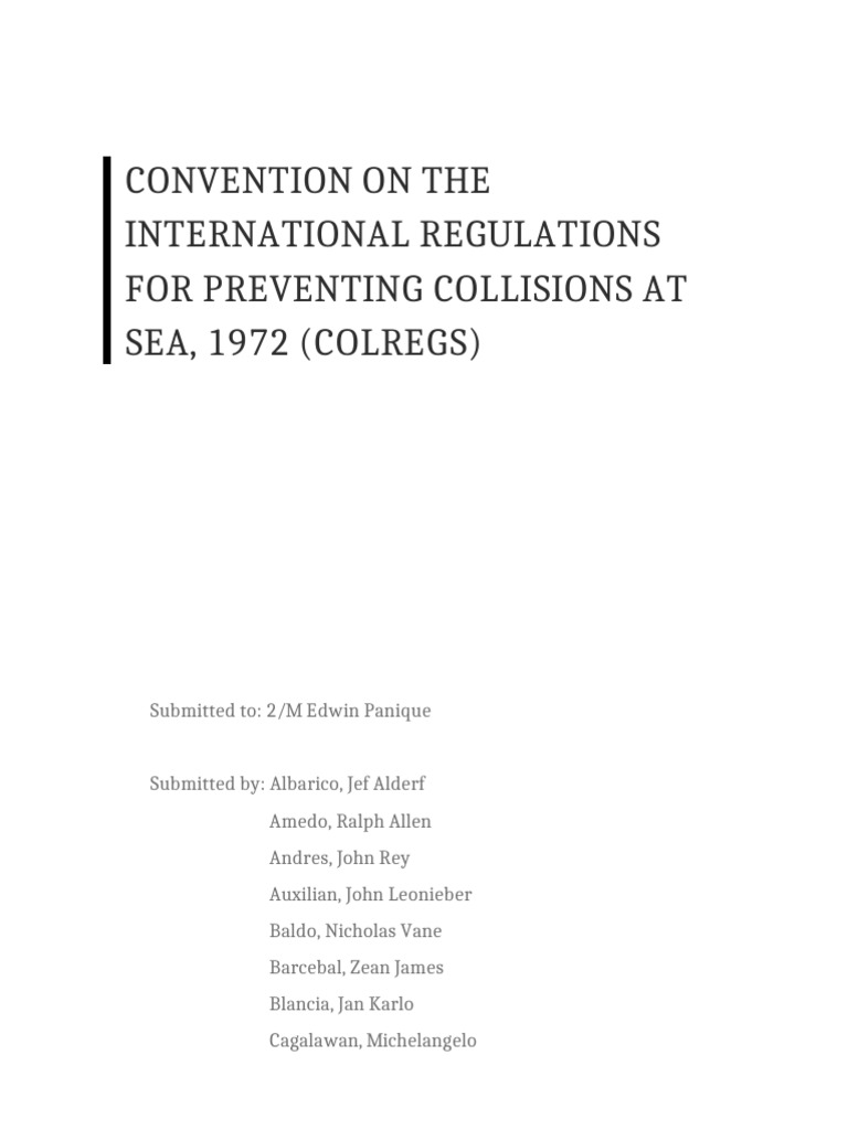 COLREGs: International Sea Collision Rules | PDF | Traffic | Shipping