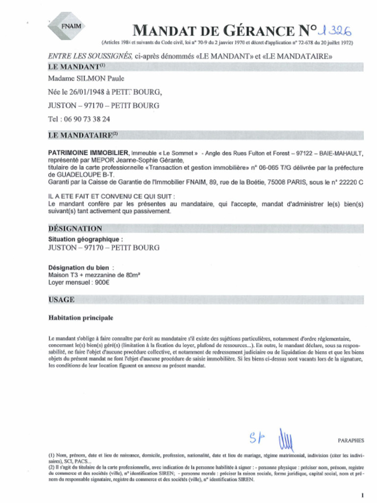 Mandat de gérance PI | PDF