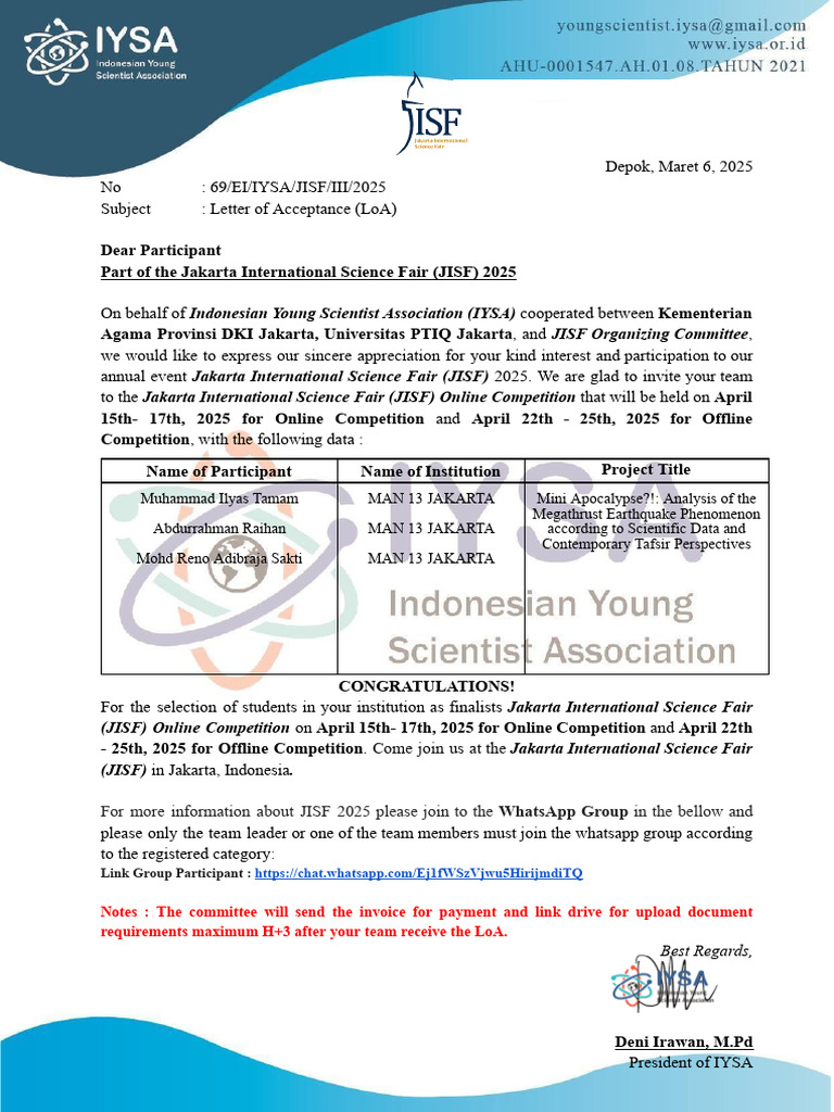 Letter of Acceptance (LoA) | PDF