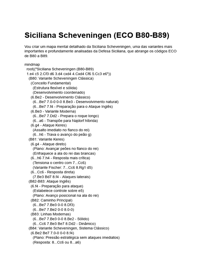 B80 - B89 - Mapa Mental | PDF | Aberturas (xadrez) | Jogos de tabuleiro