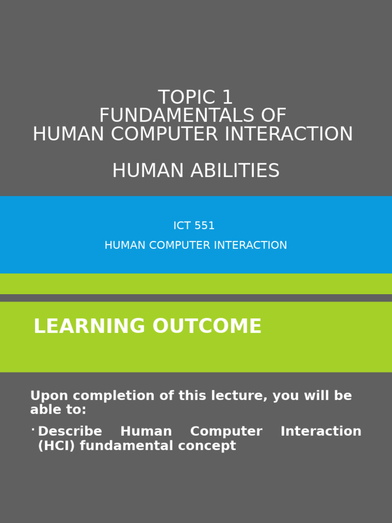 Topic 1 - Fundamentals of Hci - Human Abilities | PDF | Perception ...