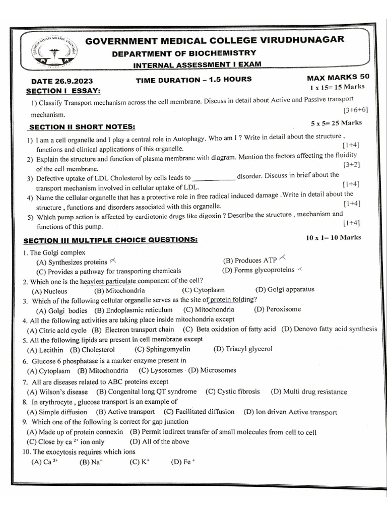 Biochemistry - All Questions Papers | PDF