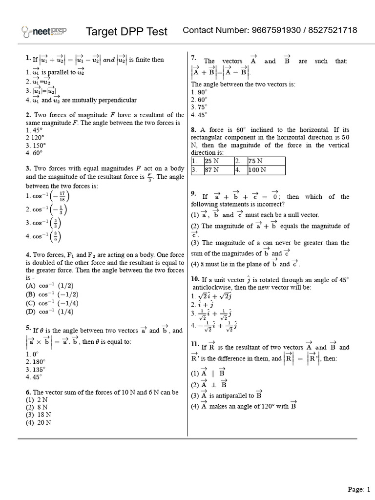 Target DPP Test Phy 1 | PDF | Euclidean Vector | Space