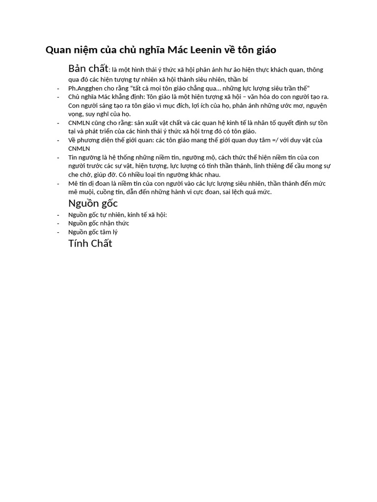 Quan niệm của chủ nghĩa Mác Leenin về tôn giáo | PDF