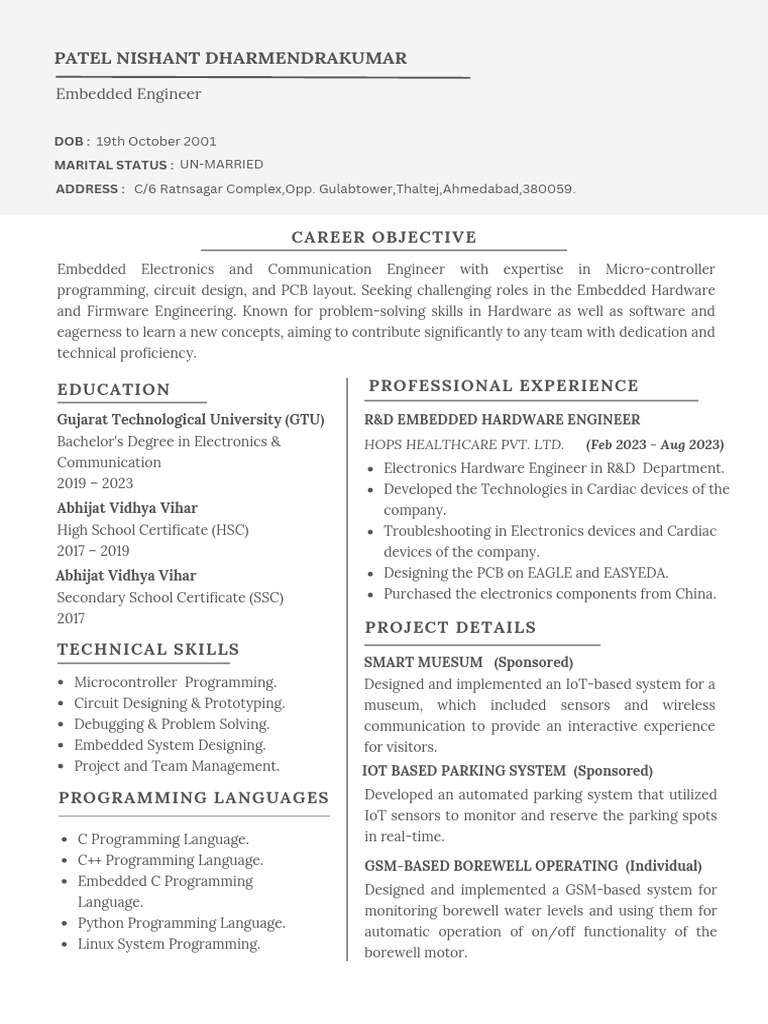 Embedded Electronics Engineer Resume | PDF | Embedded System ...