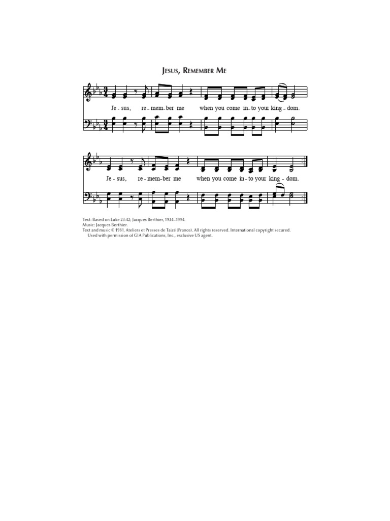 Jesus Remember Me - Taizé Edition | PDF