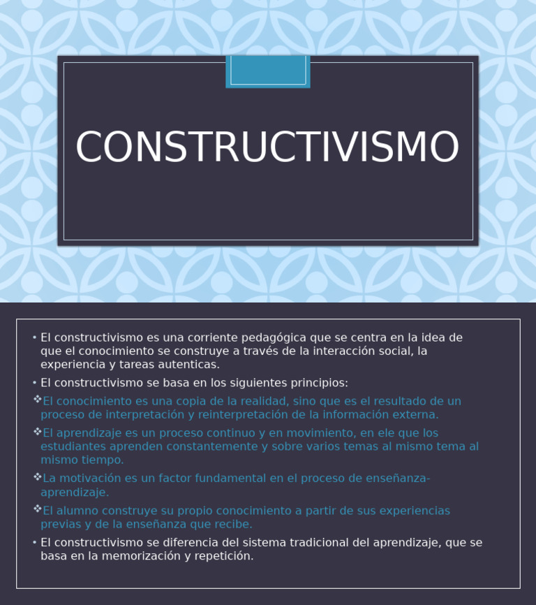 Principios del Constructivismo Educativo | PDF