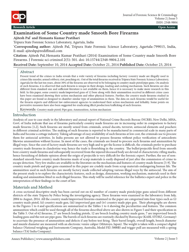 Examination of Some Country Made Smooth Bore Firearms | PDF | Gun ...