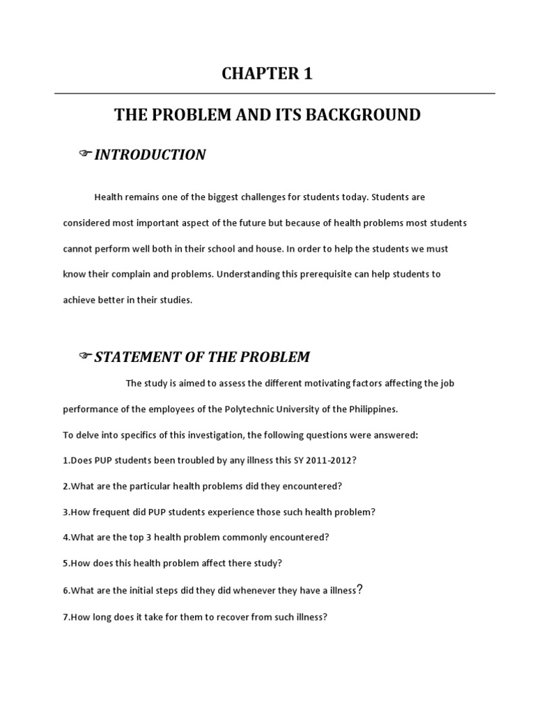 The Problem and Its Background | PDF | Survey Methodology | Questionnaire
