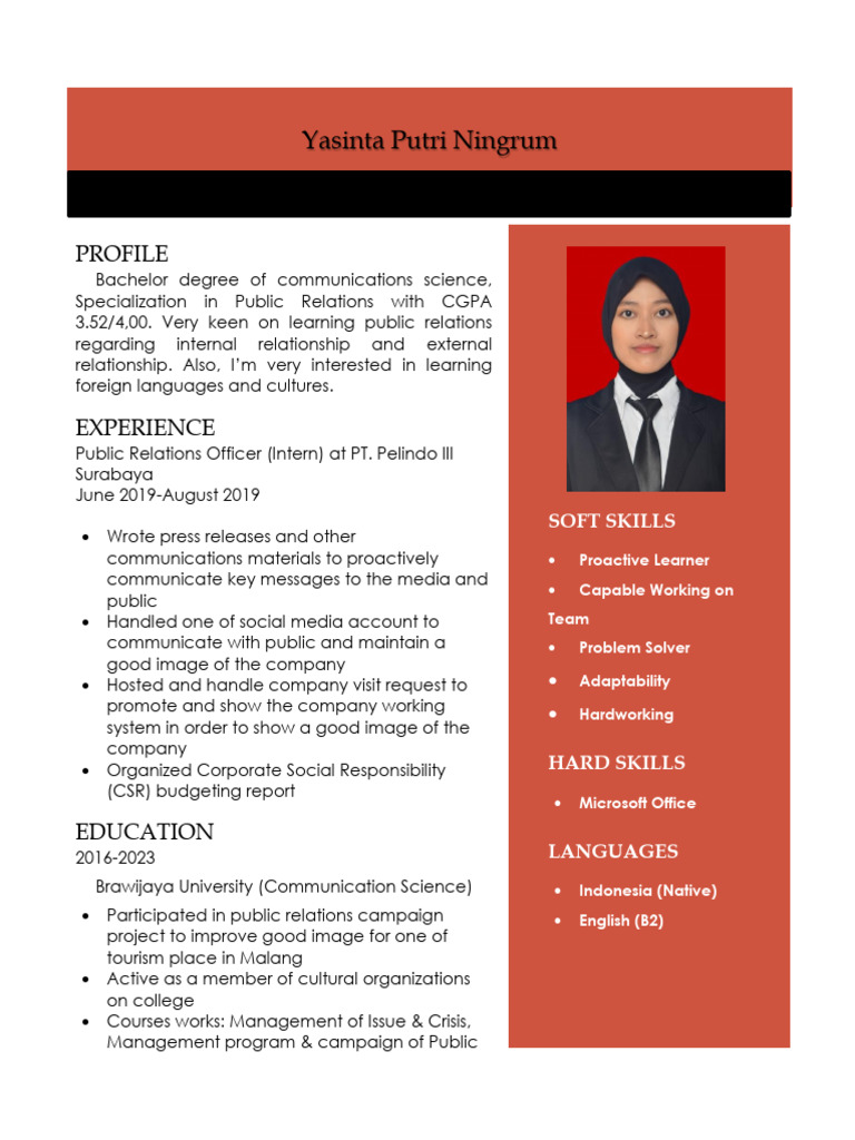 Yasinta Putri Ningrum CV 1 | PDF