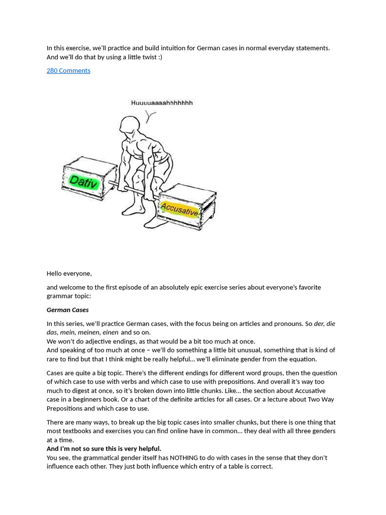 Mastering German Cases Through Practice | PDF | Grammatical Gender ...