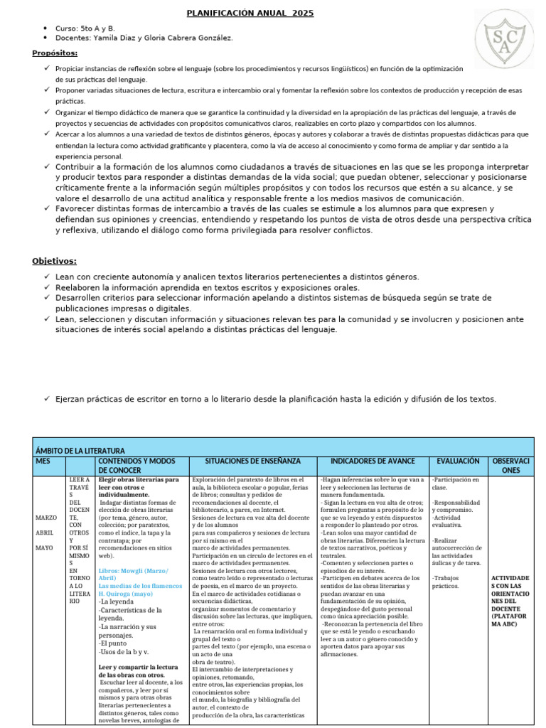 PLANIF. ANUAL PDL 5° Terminado ISCA | PDF | Narración | Comunicación