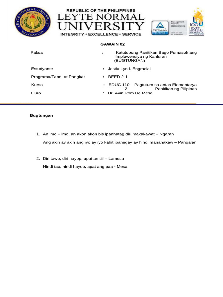 EE 21 GO2 BUGTUNGAN | PDF