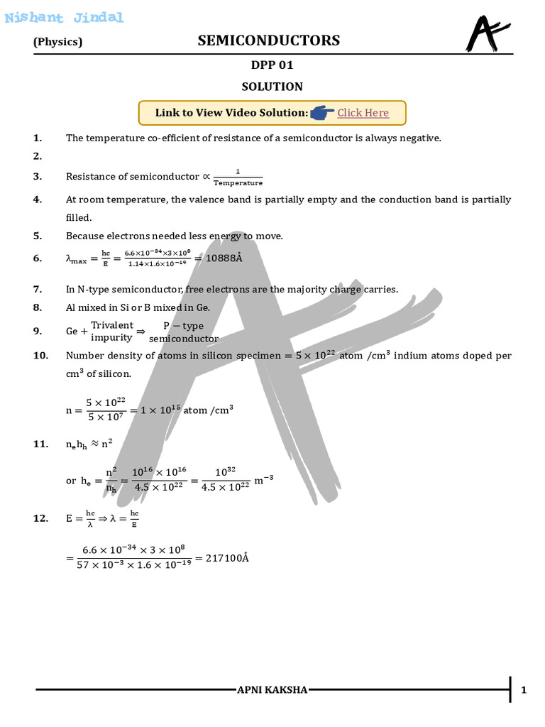DPP - 01 (Video Solution) _ Semiconductors NJ_247 | PDF