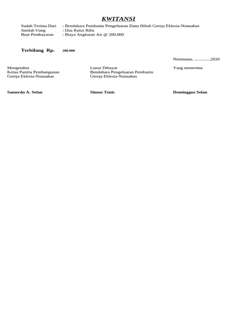 Format Kwitansi | PDF