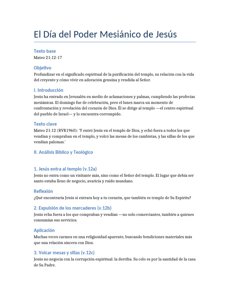 Dia 2 Poder Mesianico Jesus | PDF | Jesús | Contenido del Nuevo Testamento