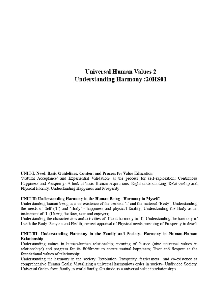 Universal Human Values-2 | PDF | Happiness | Thought