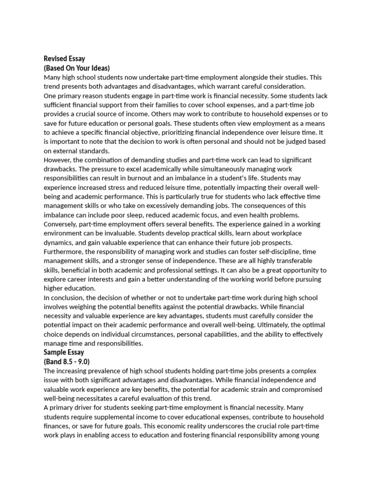 Advantages and Disadvantages of Students Taking Part-Time Jobs | PDF ...