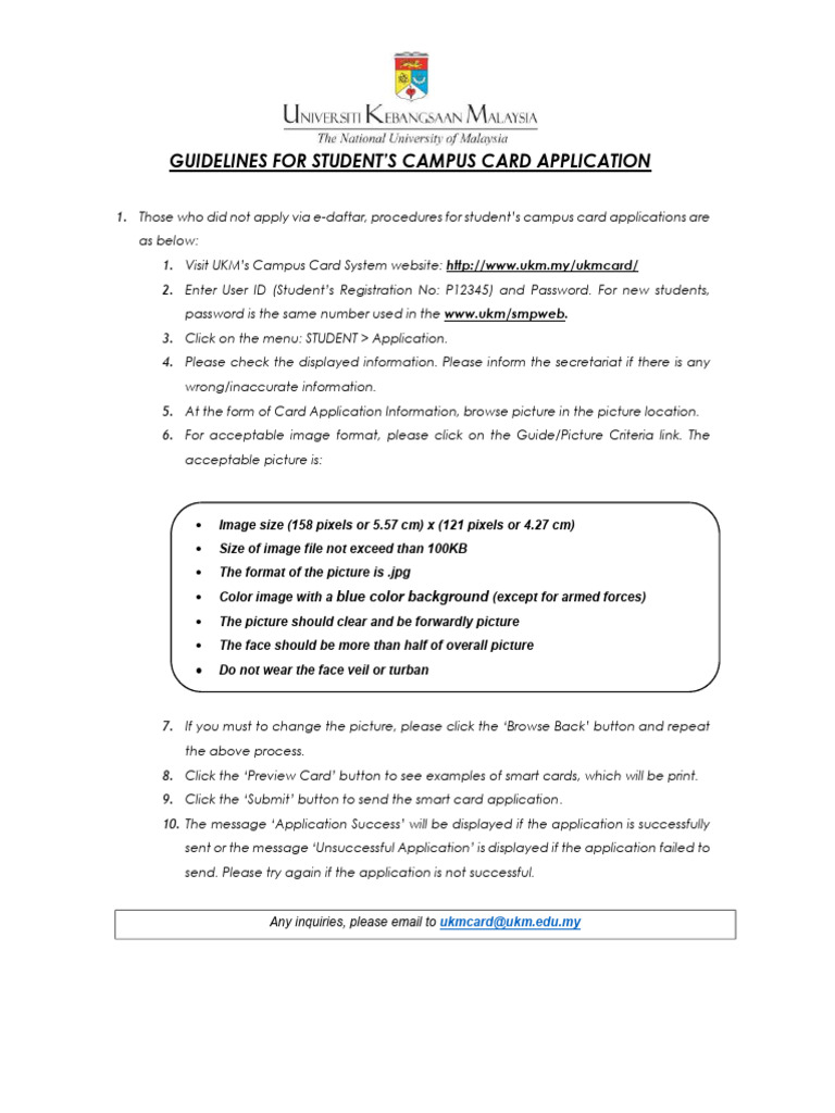 Campus Card Application Guidelines | PDF