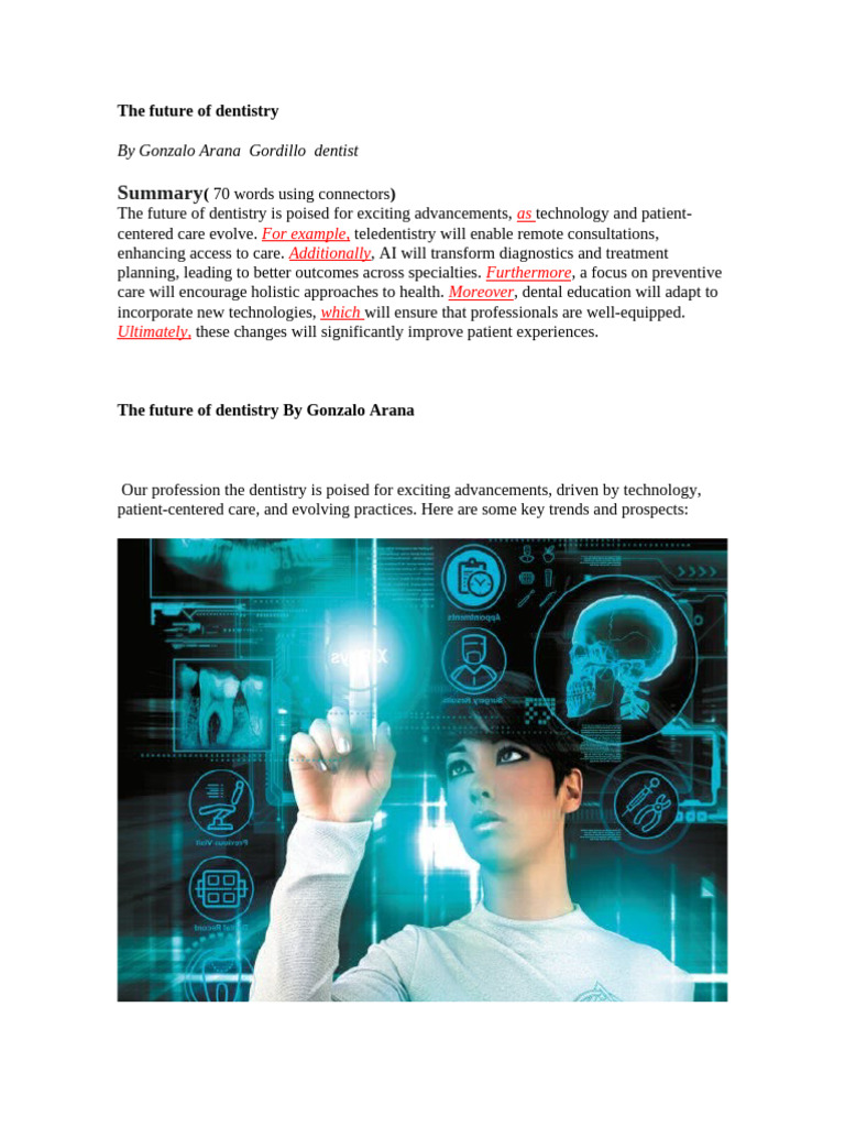 Future Innovations in Dentistry | PDF | Dentistry | Artificial Intelligence